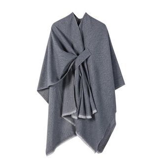 Generic Châle croisé sur le devant pour femme - Élégante cape tricotée ouverte sur le devant - Écharpe tendance - Couleur unie - Cardigan épais et chaud pour 