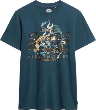 Superdry Herren Tokyo T-Shirt mit Grafik Flaschenblau XXL
