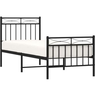 vidaXL Bettgestell mit Kopf- und Fu&szlig;teil Metall Schwarz 75x190 cm Vidaxl