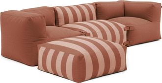 Oviala Garten-Ecksofa, gestreift, modular, 4-Sitzer, Terrakotta - Mixi