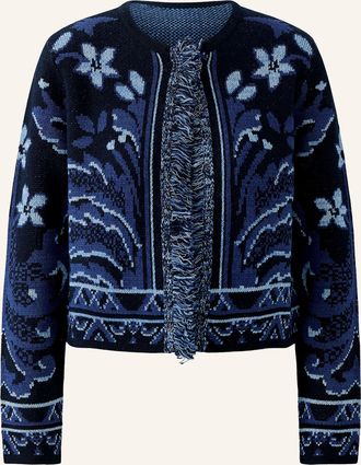 Oui Strickjacke Mit Glitzergarn blau