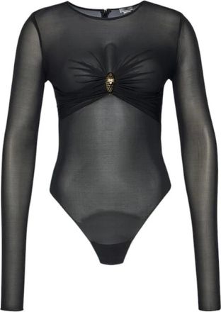 Elisabetta Franchi Femme, Tops, Noir, Taille: 42 FR Body en jersey avec d&eacute;tail de bijou