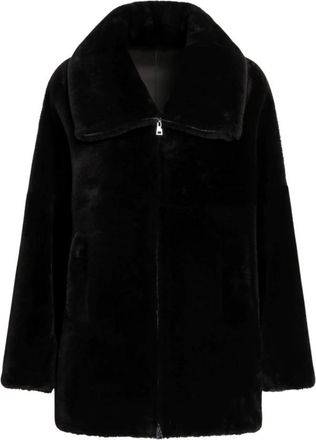 BLANCHA Veste zipp&eacute;e en peau lain&eacute;e - Femme - Vestes - Noir - Taille: 38 FR