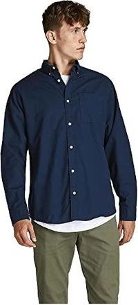 Jack & Jones Jack & Jones Homme Jjeoxford Shirt L/S S21 Noos chemise, Navy Blazer/Fit:slim Fit, XS EU