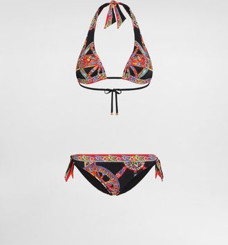 Dolce & Gabbana Triangel-bikini Mit Carretto-print - Frau Bademode Multicolor 4