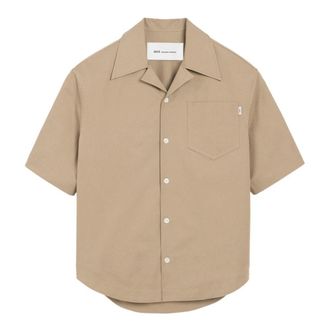 Ami Kurz&auml;rmeliges weites Hemd mit Camp-Kragen - - Shirts - Herren - Beige - S