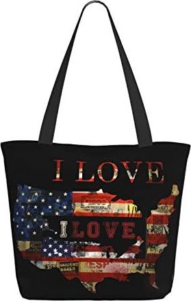 AOOEDM I Love America Ladies Shopping Bag 13x11x7in.Le cadeau parfait pour la Saint-Valentin.Cest de la Saint-Valentin pour maman, fille, &eacute;pouse, etc