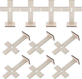 Hemobllo 10 St&uuml;ck H&ouml;lzerne Stehkreuze 17x11cm Dekoratives Christliches Kreuz f&uuml;r Tischdeko Kirchen und Heimornament Filigrane Holzverzierung f&uuml;r Religi&ouml;se Feie