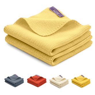 Living Crafts Juno | Sp&uuml;lt&uuml;cher, 2er-Pack | Geschirrt&uuml;cher, Saugf&auml;hige Geschirrt&uuml;cher, Weiche Geschirrt&uuml;cher, Reinigungst&uuml;cher, K&uuml;chent&uuml;cher, 28 x 28 cm (Gold Cream
