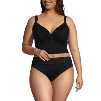 Lands End Kurzes Tankinitop mit V-Ausschnitt, Damen, Gr&ouml;&szlig;e:48 plus, Schwarz, Elasthan/Nylon-Mischung, by Lands End