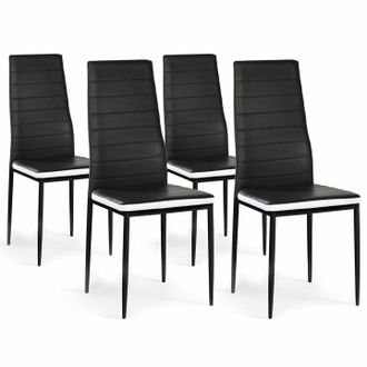 IDMarket Set Di 4 Sedie Da Pranzo Romane Nere Con Fascia Bianca