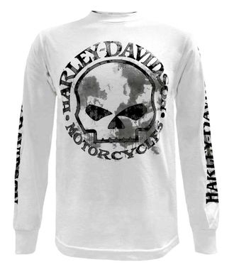 Harley-Davidson Harley-Davidson Mens Shirt, Willie G Skull Long Sleeve Tee, White 30296646