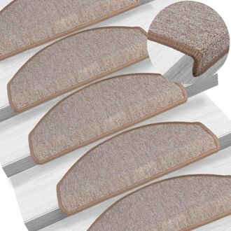 vidaXL Vidaxl - Tapis descalier 15 pi&egrave;ces 65 x 24 x 4 cm Marron clair Demi-rond Grand