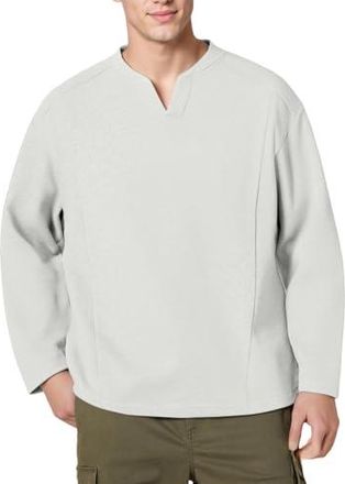 Generic Sweat-shirt l&eacute;ger dautomne et dhiver pour homme - Chemise d&eacute;contract&eacute;e en coton - Col en V - Pull &agrave; manches longues - Sweat &agrave; capuche - Chemise de bas