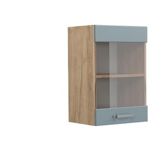 Vicco Meuble de cuisine haut vitr&eacute; R-Line, Bleu-gris, 40 cm