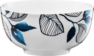 Ambition Sch&uuml;ssel Blue Flower Durchmesser 14 cm H&ouml;he 7 cm Porzellanschale Suppensch&uuml;ssel M&uuml;slischale Porzellan wei&szlig; blau schwarz