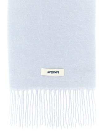 Jacquemus Mens Blue Alpaca Leather Scarf
