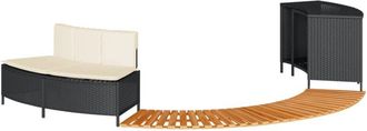 vidaXL Whirlpool-Umrandung Schwarz Poly-Rattan und Massivholz Akazie - Vidaxl