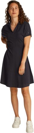 Tommy Hilfiger Damen Polokleid Lyocell Fit & Flare, Schwarz (Black), XXS