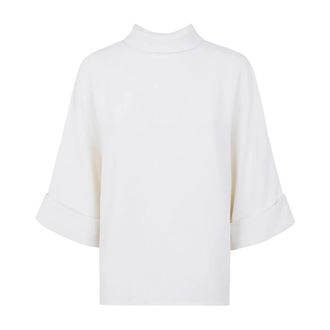 Mark Kenly Domino Tan Mock-Neck-Cropped-Top - - Blouses & Shirts - Damen - Wei&szlig; - S