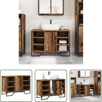 vidaXL Holz Waschbecken Schrank - Waschbeckenschrank Altholz 91 x 35 x 60 cm Holzwerkstoff