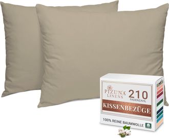 Pizuna Kissenbezug 70x90 cm 2er Set Baumwolle Einfach Taupe, Atmungsaktiv 100% langstaplige Baumwolle in Perkalbindung Nur Kissenbezug (Einfach Taupe Kissenb
