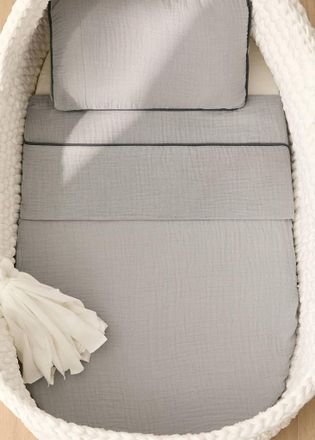 Mango Ensemble drap plat et taie doreiller mini berceau gaze de coton gris clair/pastel - Home - 75x100cm - MANGO HOME
