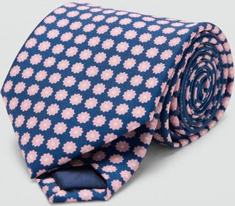 Mango Cravate 100 % soie imprim&eacute; fleurs bleu marine - Homme - Taille unique - MANGO MAN