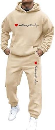 Generic Surv&ecirc;tement pour homme avec imprim&eacute; lettres, sweat &agrave; capuche, jambe droite, ensemble de jogging athl&eacute;tique, haut de jogging, pantalon de sport, v&ecirc;teme