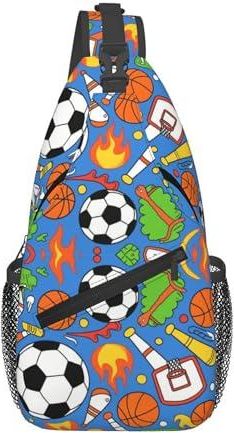 Generic Casual Sacoche Bandouliere Art sportif de football, basketball, baseball et ballon de feu Sac Bandouli&egrave;re Multifonction Sling Sac &agrave; Dos pour Cyclisme 