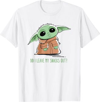 Star Wars The Mandalorian Grogu Snacks Meme T-Shirt, Unisex Erwachsene und Kinder, Fans of The Mandalorian, Kinder, Jugendliche, Weiß, S, Kurzarm, Polyester 100