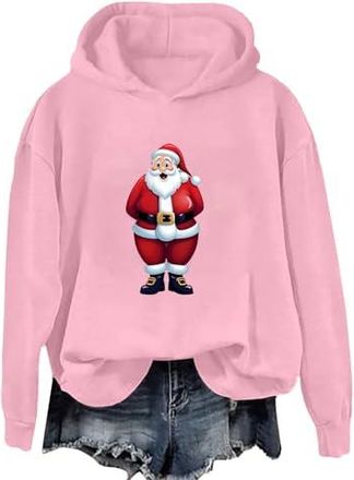 Generic HUIFUAO Sweat à capuche de Noël pour femme - Sweat à capuche de Noël amusant - Tenue de Noël surdimensionnée - Pull à manches longues - Costume de vac