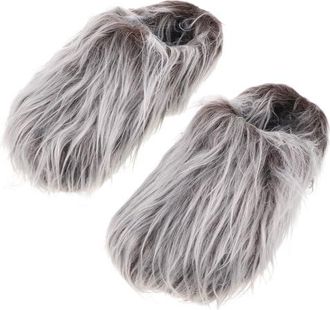 Frcolor Pantoufles Unisexes DInt&eacute;rieur et Ext&eacute;rieur en Peluche Marron Pompons Taille 42-43 Pantoufles Chauds et Confortables pour Hiver Rehausseur de Hauteur 