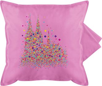 Shirtracer Kissenbezug - & - Kissen - K&ouml;lner Dom Konfetti I Karneval I Fasching - 50 x 50 cm - Pink - karnevalskissen fasching- k&ouml;ln kissenh&uuml;lle sofakissen mit c