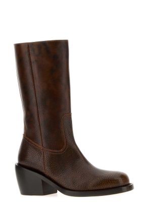 Dries Van Noten Textured Leather Boot - Brown