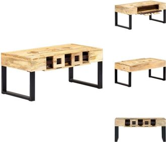 vidaXL Couchtisch Kassettenstil 100&times;52&times;45 cm Massivholz Mango - Couchtisch - Mangoholz - Industriel Stil - Wohnzimmerschreibtisch - Sideboard