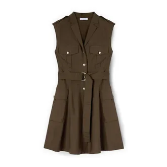Motivi Femme, Robes, Vert, Taille: 42 FR Robe chemise en popeline avec ceinture