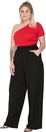 Trendyol Pantalon Ample Normale Grande Taille, Noir, 70 Femme