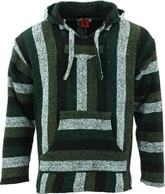 Loud Elephant Sweat à capuche mexicain recyclé Baja Jerga taille réelle M-4XL, Vert mélangé, M