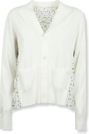 sacai Femme, Pulls, Blanc, Taille: 40 FR Pattern Mix Cardigan