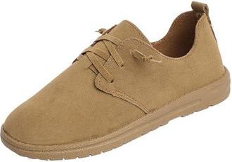 Generic Chaussures plates &agrave; lacets pour femme - Bout rond - Couleur unie - R&eacute;tro - L&eacute;g&egrave;res et respirantes - Confortables - Pour le travail et le shopping, kak