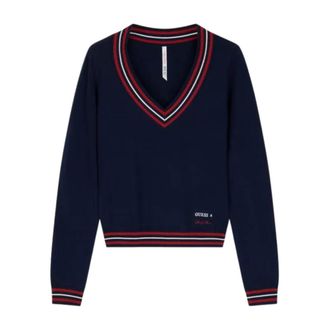 Guess Marilyn V-Ausschnitt Pullover - - Knitwear - Damen - Blau - S