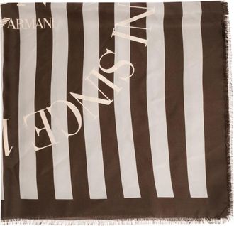 Emporio Armani Femme, Accessoires, Brun, Taille: ONE Size Foulard en soie pure &agrave; imprim&eacute; Icon