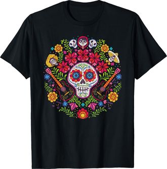 Disney Coco Embroidered Skull Print T-Shirt