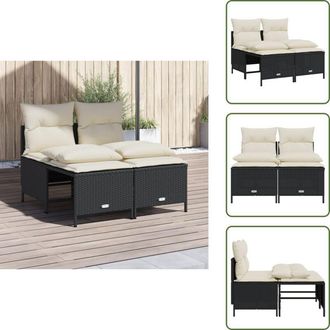 vidaXL 4-tlg. Garten-Sofagarnitur mit Kissen Schwarz Poly Rattan - Gartensorte - Gartenm&ouml;belset - Outdoor-Lounge - Lounge Set - Rattan Sessel - The Living
