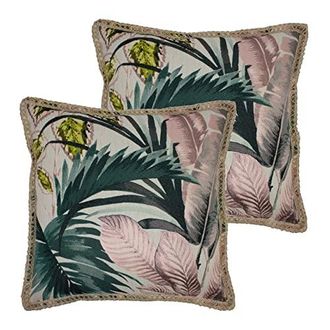 furn. Amazonia Polyester Filled Cushions (Twin Pack), Polyester, Rayon, Green