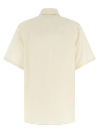 Ferragamo Cotton-Silk Blend with Gancini Embroidery Shirt - Cream