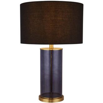 Searchlight Searchlight Liberty Lampe de table en verre bleu avec abat-jour noir