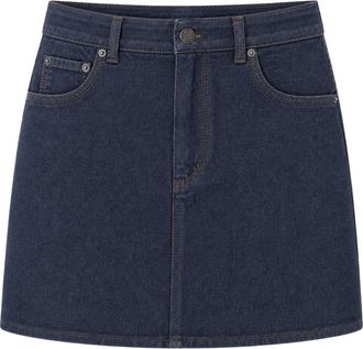 Mixray Hochtaillierter A-Linien Jeans-Minirock mit Knopfverschluss