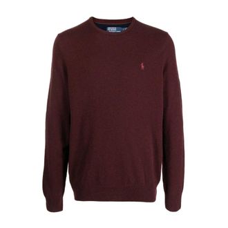 Polo Ralph Lauren Homme, Pulls, Brun, Taille: 2XL Pull en laine rouge bordeaux avec motif Polo Pony